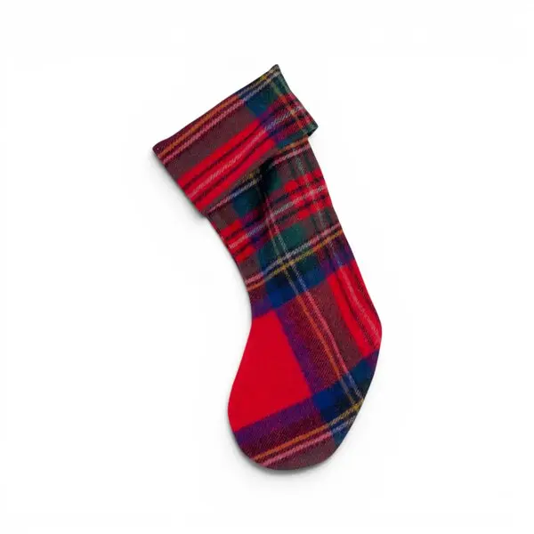 LOOM & COVE Royal Stewart 100% Wool Christmas Stocking - Red