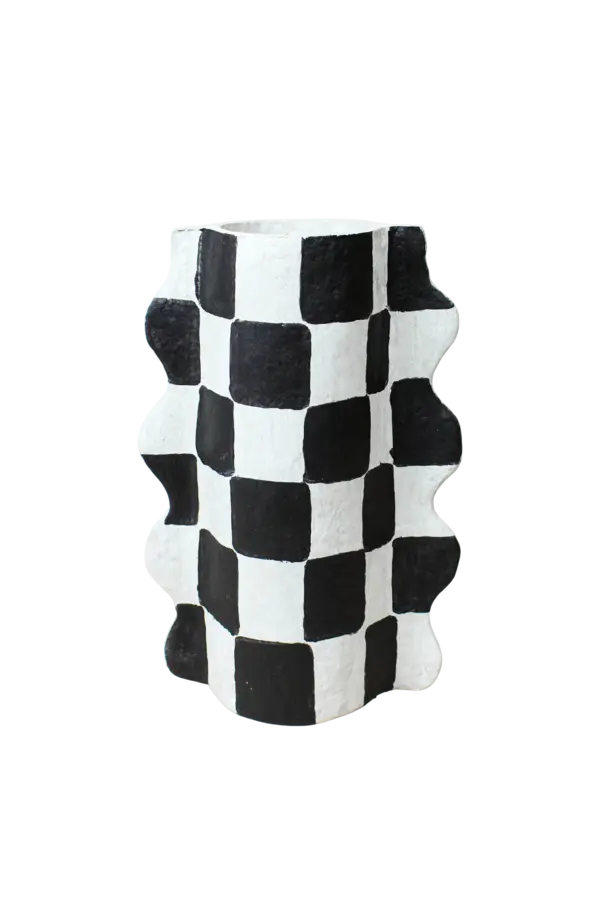 Botanical Boys Neutrals / Ligagasi Paper Mache Vase Fifty Two - Black
