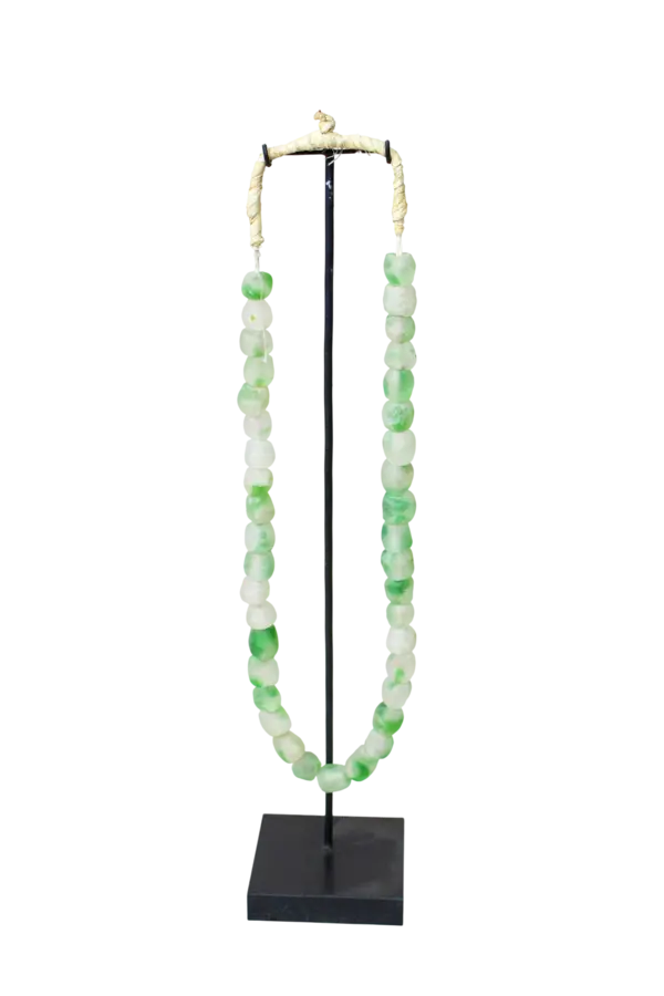 Botanical Boys Ghana Glass Beads Necklace & White Eighty Five Twelfth - Green