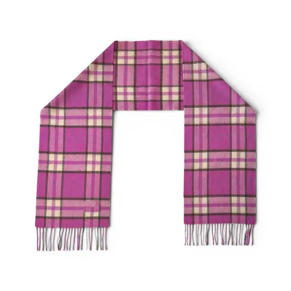 LOOM & COVE Check 100% Lambswool Tartan Scarf - Pink