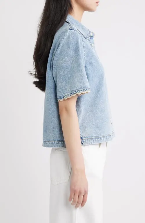 FRAME Crochet Trim Button-up Top