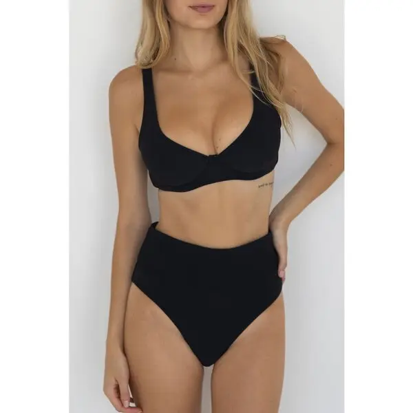 Geode Swimwear Bali V-neck Bikini Top - Black