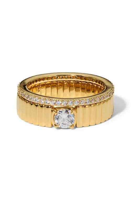 Nadri Delancey Set Of 2 Rings With Cubic Zirconia - Gold