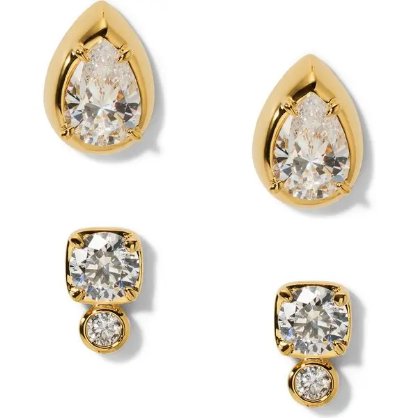 Nadri Delancey Set Of 2 Assorted Stud Earrings - Gold