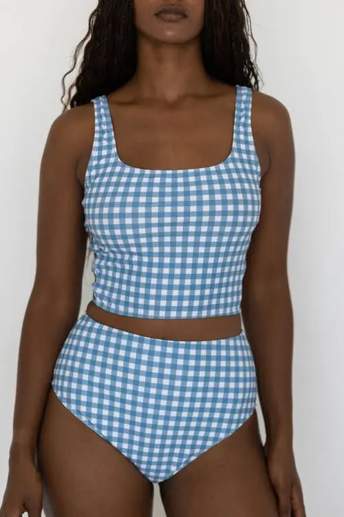 Geode Swimwear Georgia Tankini Top - Blue Gingham