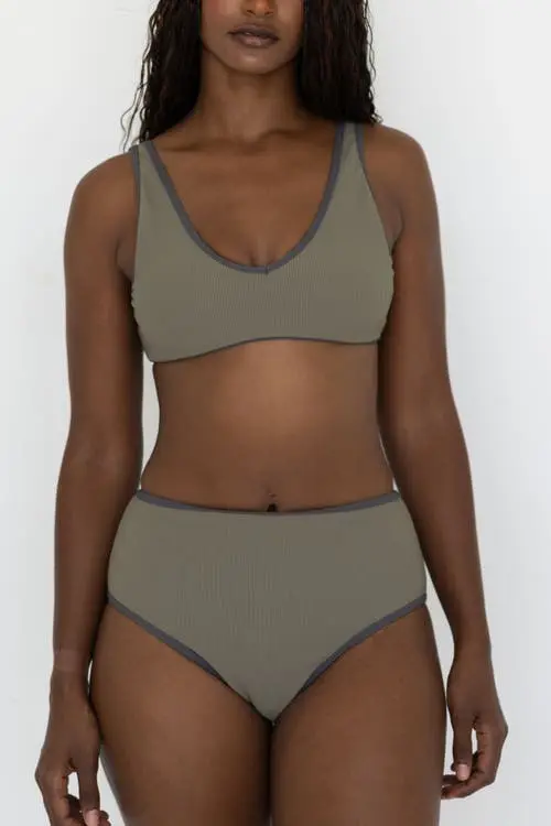 Geode Swimwear Bristol Tankini Top Houndstooth One Shoulder - Black