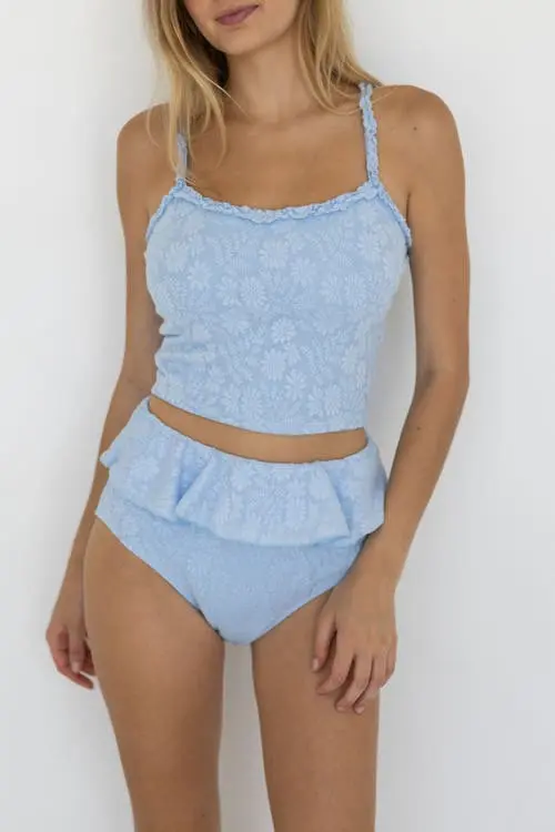 Geode Swimwear Azure High Waisted Bottoms - Blue