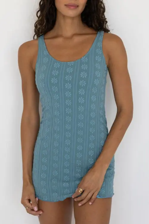Geode Swimwear Topaz Scoop Neck Swim Dress - Blue