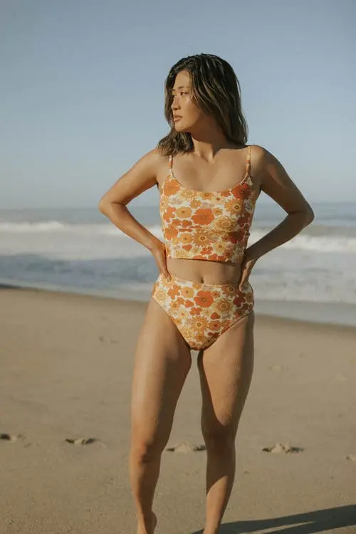 Geode Swimwear Flora High Waisted Bikini Bottoms