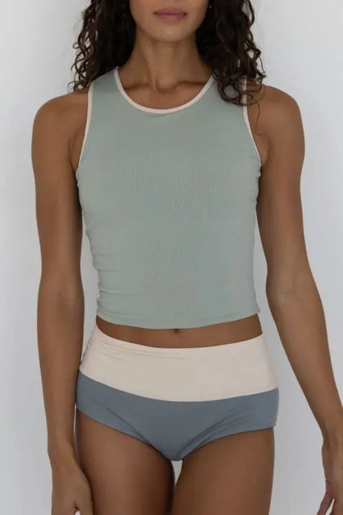 Geode Swimwear Havasu High Neck Tankini Top - Blue