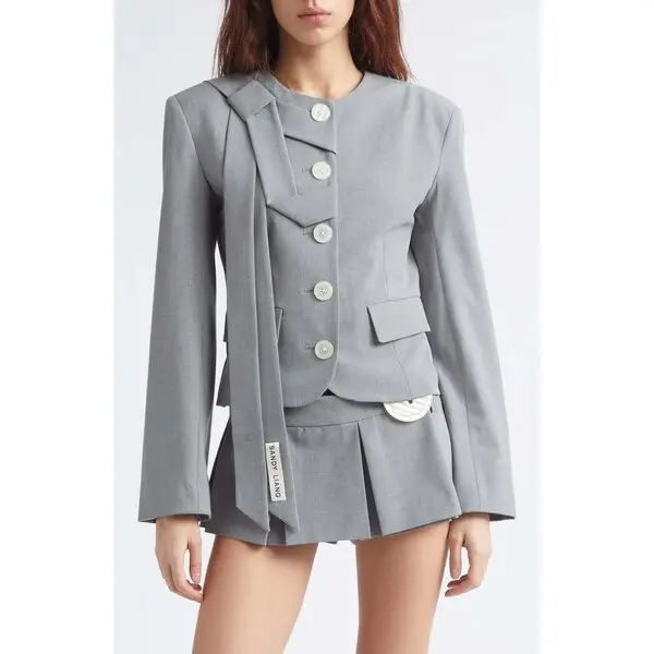 Sandy Liang Briar Tie Stretch Suiting Jacket