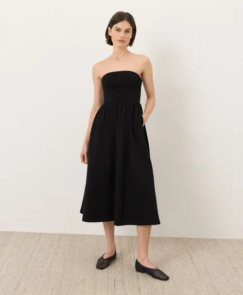 PACT Fit & Flare Strapless Dress Made With Organic Cotton - Black