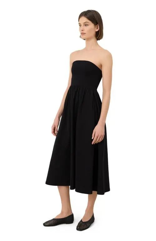 PACT Organic Cotton Fit & Flare Strapless Midi Dress - Black