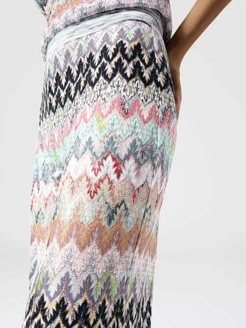 Missoni Wide-leg Trousers In Viscose And Cotton Lamé Lace Motif - Multicoloured