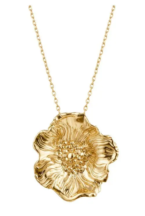 ASTOR & ORION Poppy Floral Pendant Necklace - Gold