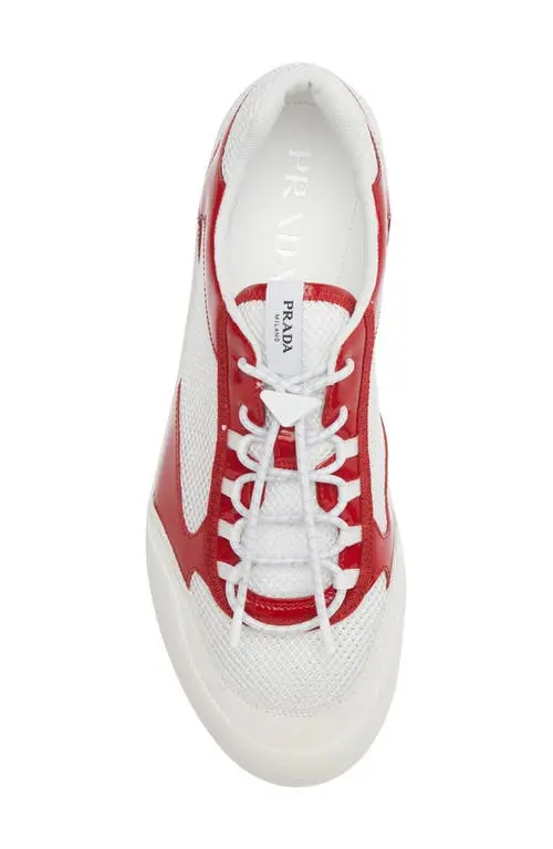 Prada Speedrock Mixed Media Sneakers - Rosso