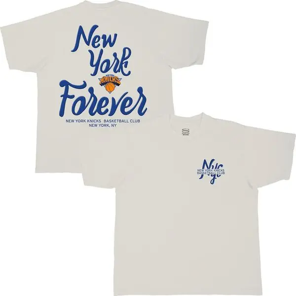 STADIUM ESSENTIALS New York Knicks "forever" Graphic T-shirt - Cream