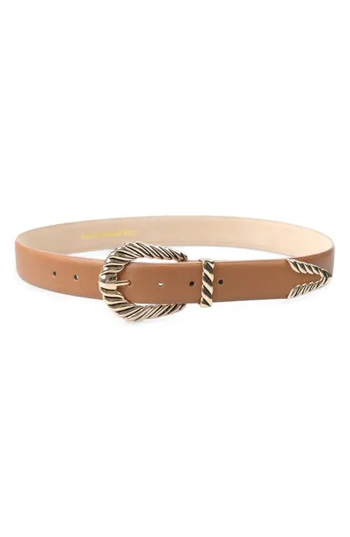 PETIT MOMENTS Faux Leather Belt With Twisted Buckle - Camel/gold