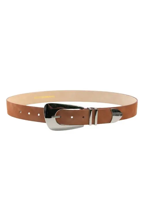 PETIT MOMENTS Verve Faux Leather Belt With Irregular Buckle - Brown Suede/silver