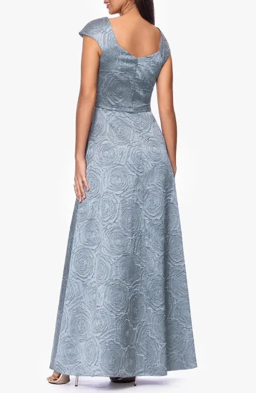 XSCAPE EVENINGS Floral Brocade Asymmetric Neck Gown