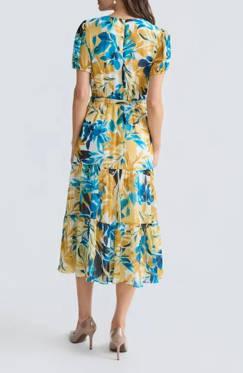 KASPER Floral Tiered Midi Dress