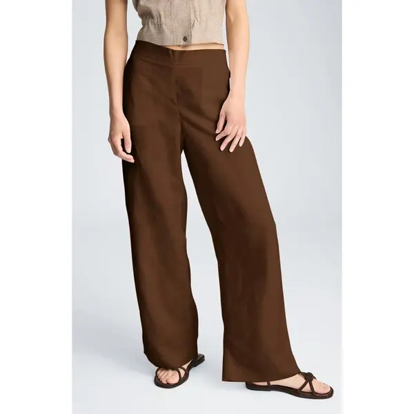 KENNETH COLE Linen Blend Wide Leg Pull-on Pants