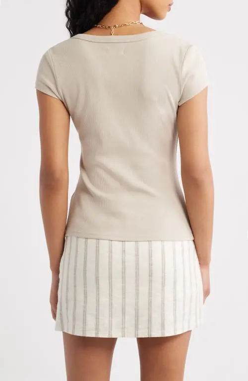 OPEN EDIT Scoop Neck Stretch Cotton T-shirt - Grey Feather