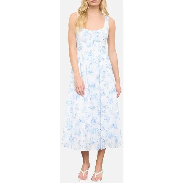 BLU PEPPER Sleeveless Eyelet Floral Maxi Dress - Blue