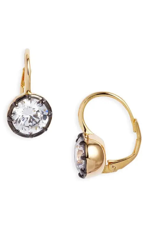 Nordstrom Georgian Cubic Zirconia Lever Back Earrings In 14k Gold Layer - Clear- Black- Gold