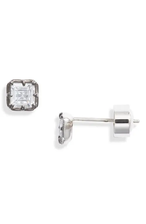 Nordstrom Georgian Cubic Zirconia Stud Earrings - Clear- Black- Silver