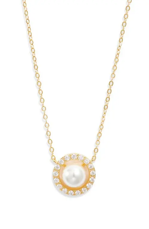 Nordstrom Dainty Cubic Zirconia And Faux Pearl Pendant Necklace - Clear- White- Gold