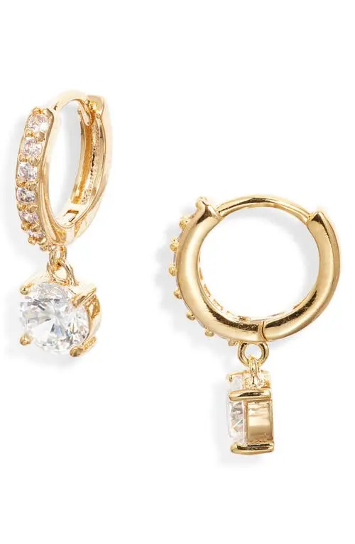 Nordstrom Cubic Zirconia Dangle Hoop Earrings - Clear- Gold