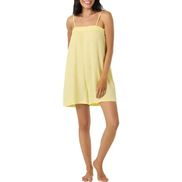 O'Neill Audrey Gauze Romper With Square Neck And Adjustable Straps - Citron