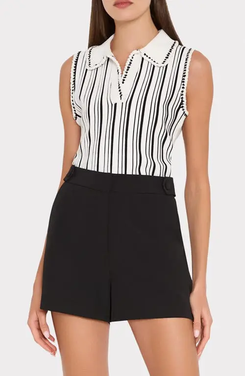 MILLY Kaya Knit Sleeveless Top - Black/white