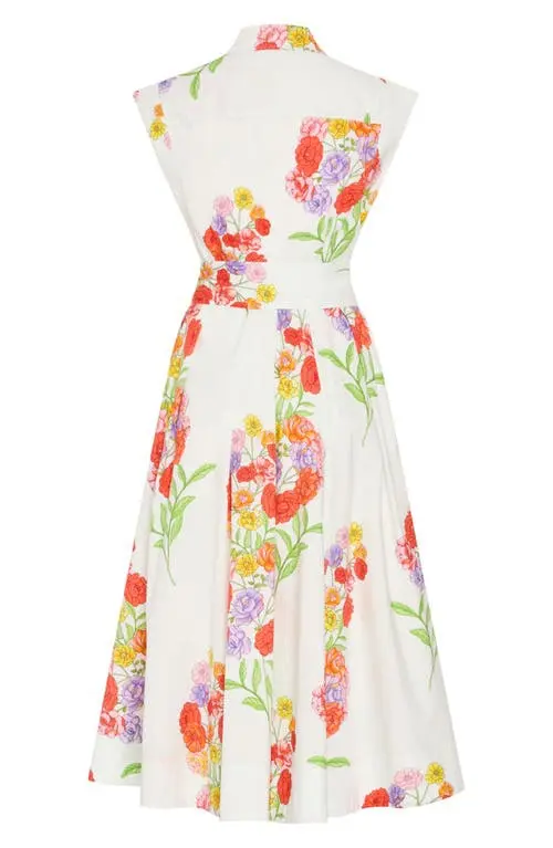 MILLY Jules Paris Bouquet Belted Midi Dress