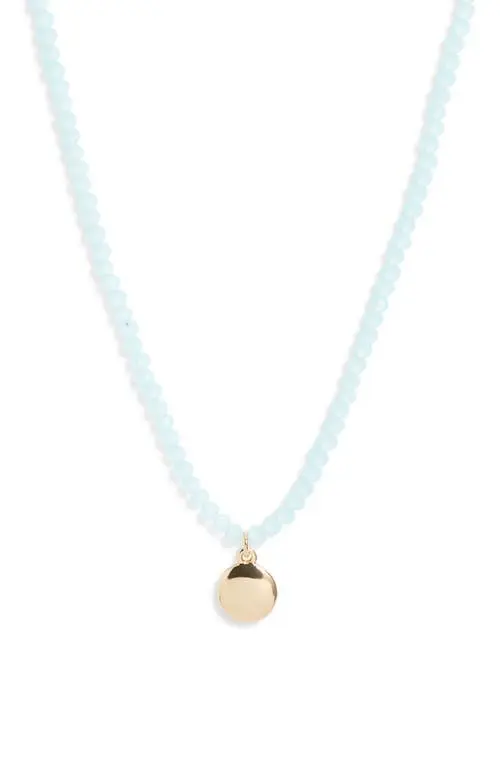 Nordstrom Beaded Charm Pendant Necklace - Aqua- Gold