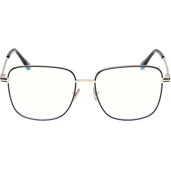 TOM FORD Square Optical Eyeglasses - Shiny Black Enamel/rose Gold