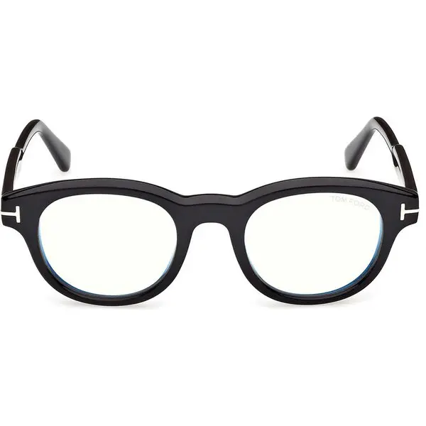 TOM FORD 47mm Round Optical Glasses - Shiny Black/t Logo