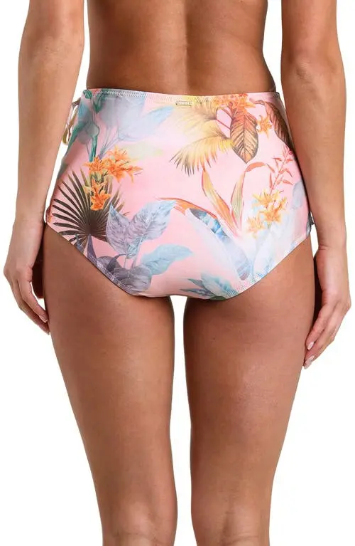 L'Agence Colorful Palm Linda Skirted Bikini Bottoms - Pink Multi