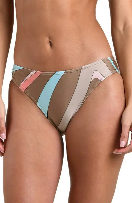 L'Agence Nicole Abstract Swirl Bikini Bottoms - Brown Multi