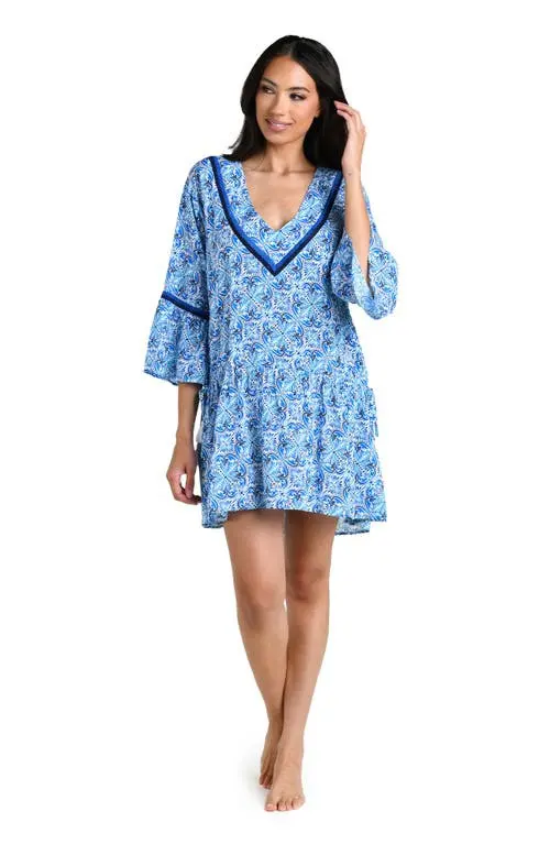La Blanca Costa Azul Bell Sleeve Drawstring Waist Cover-up Tunic