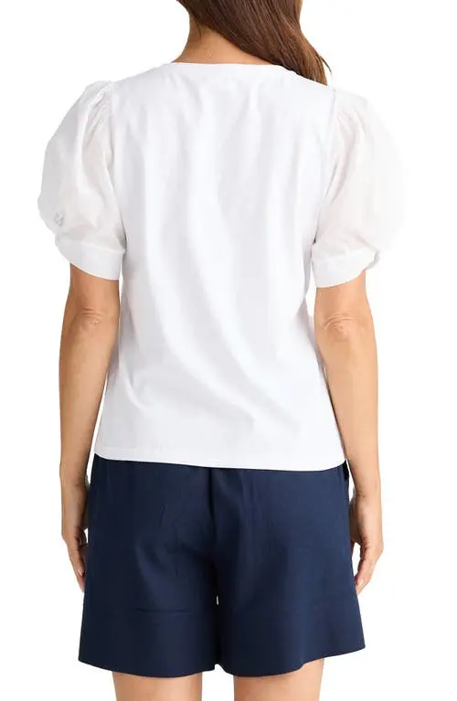 BRAVE+TRUE Abigail Puff Sleeve T-shirt - White