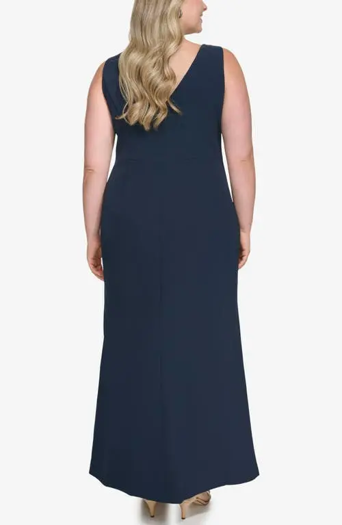Eliza J Sleeveless Cascade Ruffle Gown