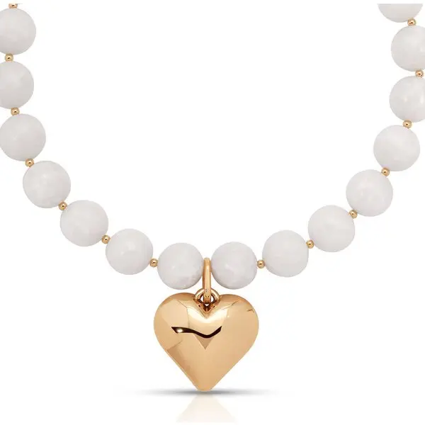 Ettika Puffy Heart Pendant Necklace With - Bone