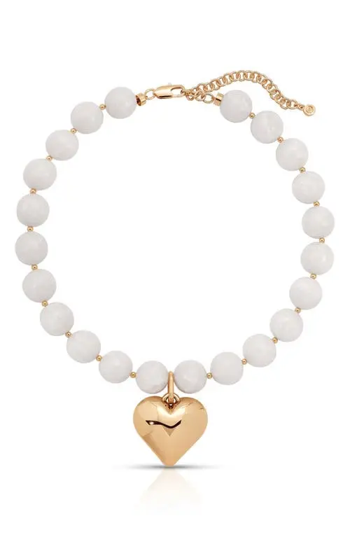 Ettika Puffy Heart Pendant Necklace With - Bone