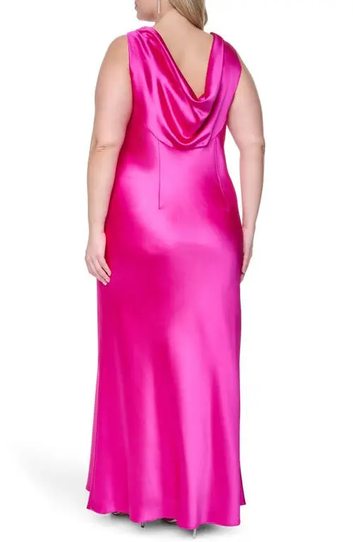 Eliza J Sleeveless Cowl Neck Satin Gown