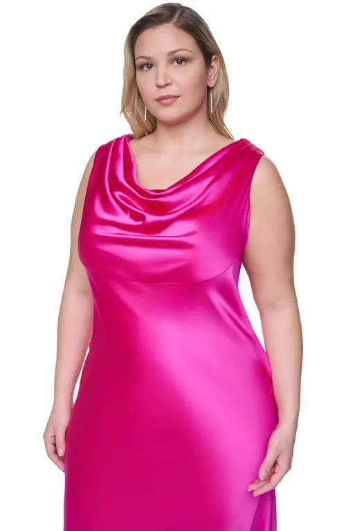 Eliza J Sleeveless Cowl Neck Satin Gown