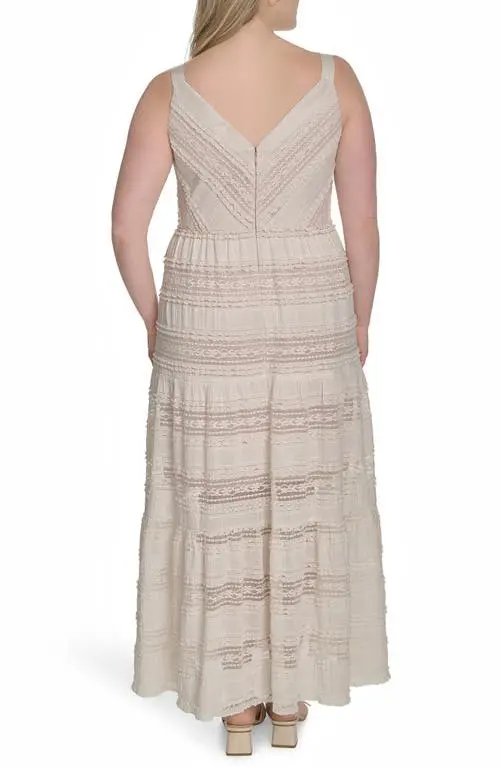 Eliza J Lace Detail Tiered Maxi Dress
