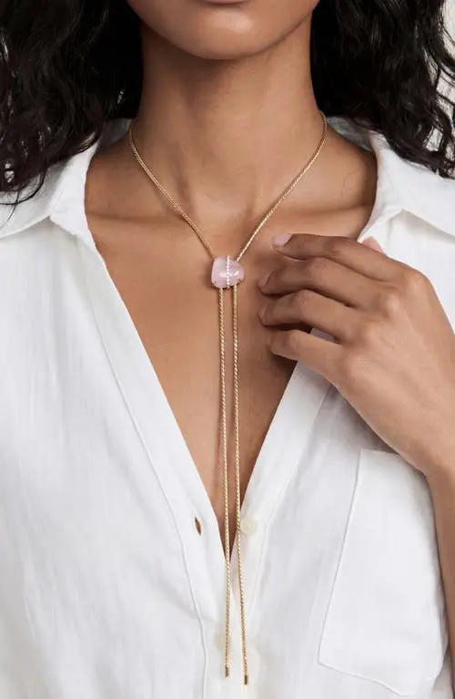 Ettika Tranquil Cove Bolo Necklace - Rose Quartz