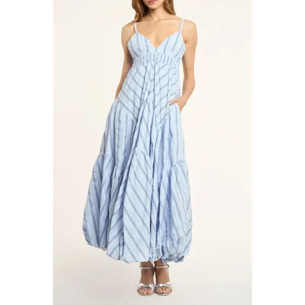 Cinq À Sept Evory Stripe Bubble Hem Cotton Blend Sundress